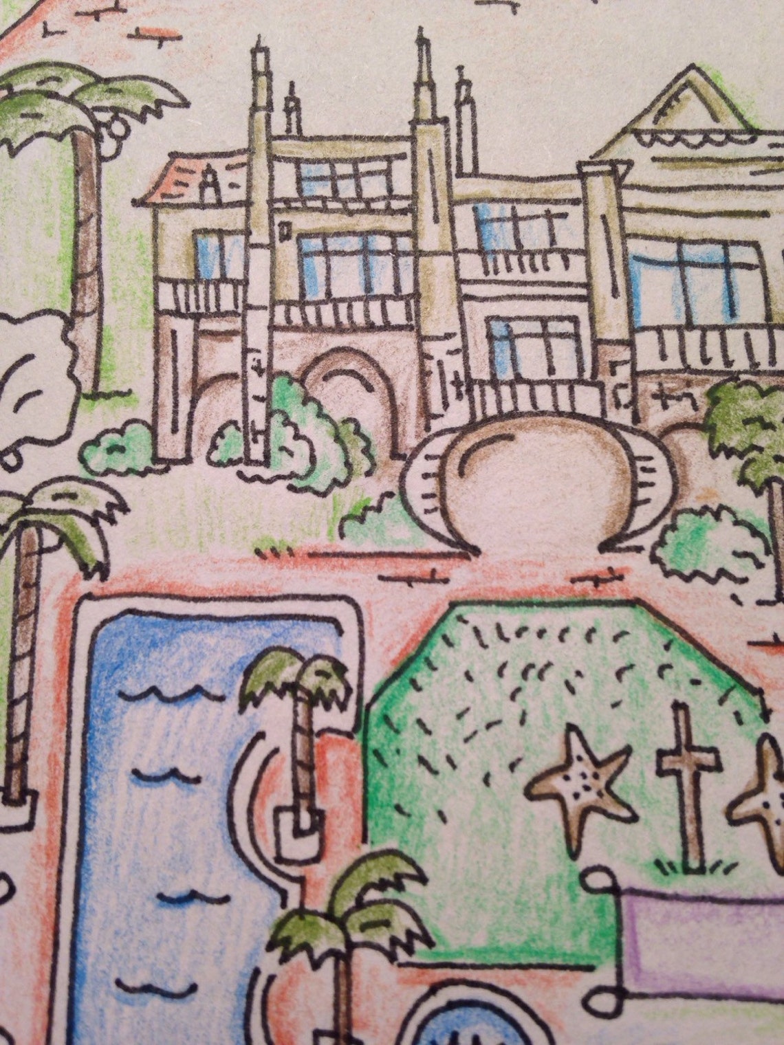 Large Hand Drawn Map With Computerized Text - Etsy