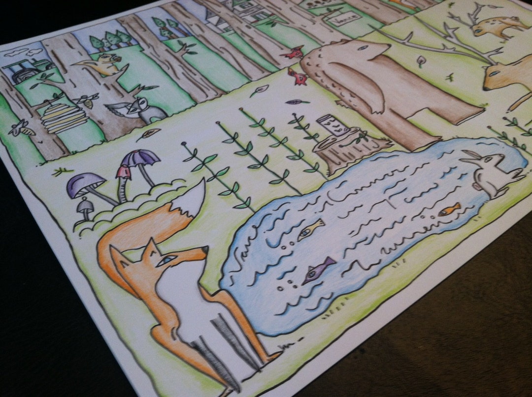 Large Hand Drawn Family Woodlands Maps - Etsy