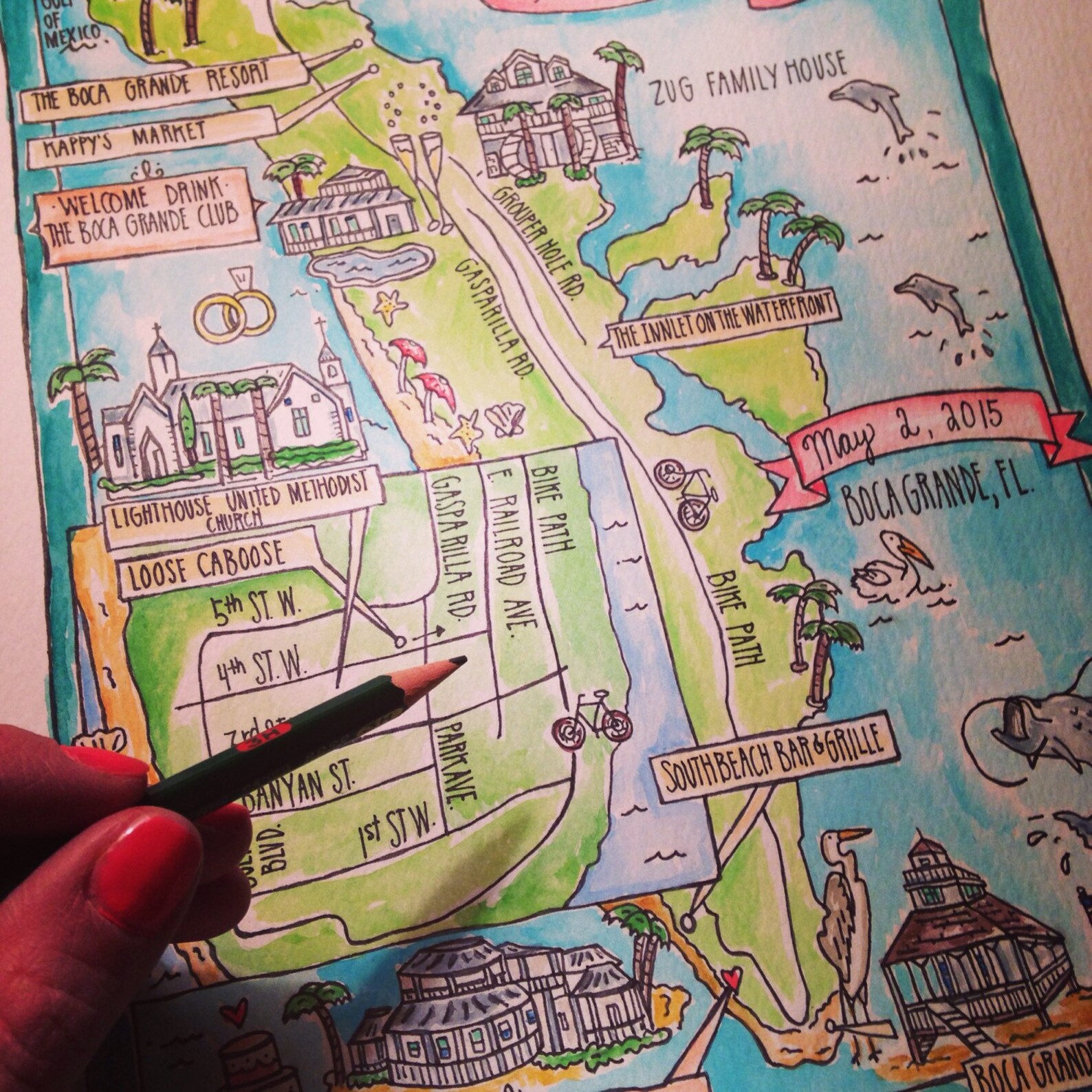 Large Hand Drawn Wedding Map: Watercolors - Etsy