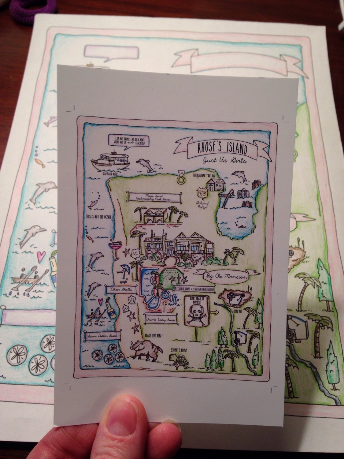 Large Hand Drawn Map With Computerized Text - Etsy