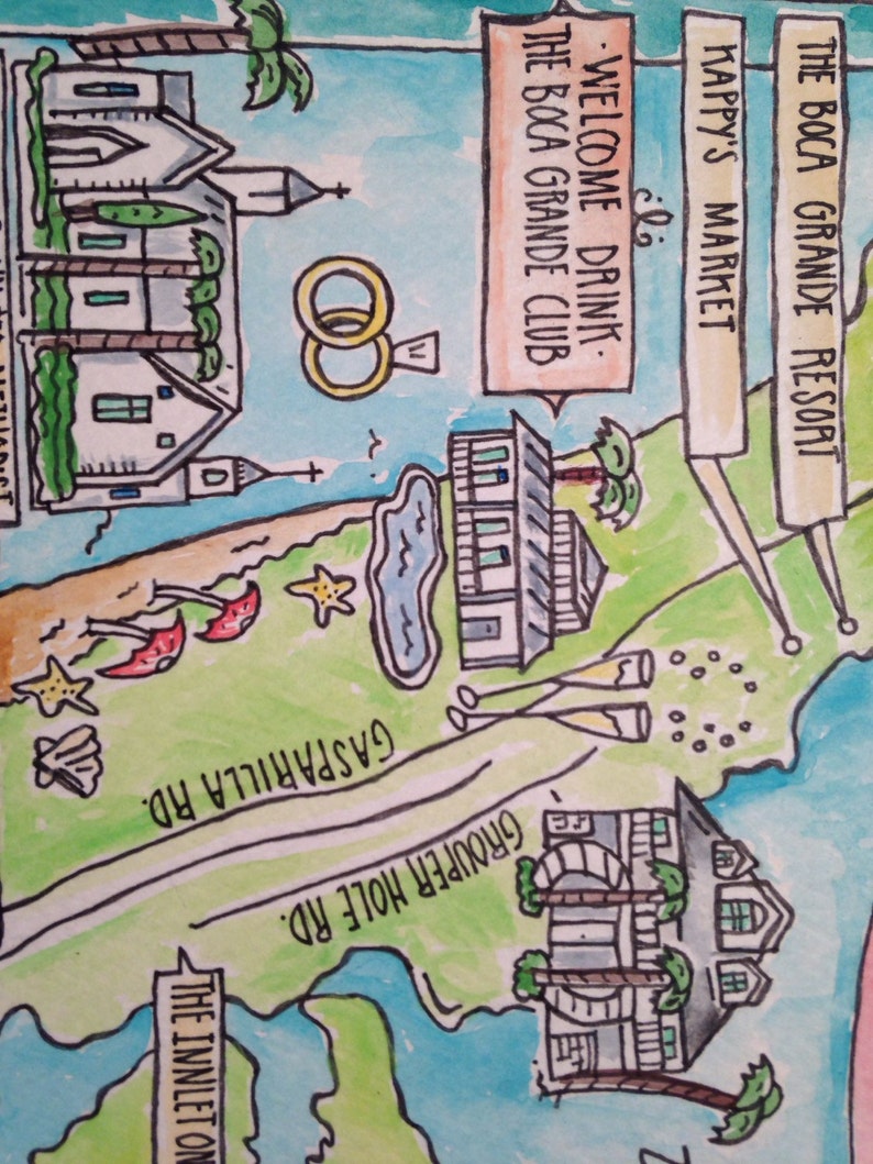 Large Hand Drawn Wedding Map: Watercolors - Etsy