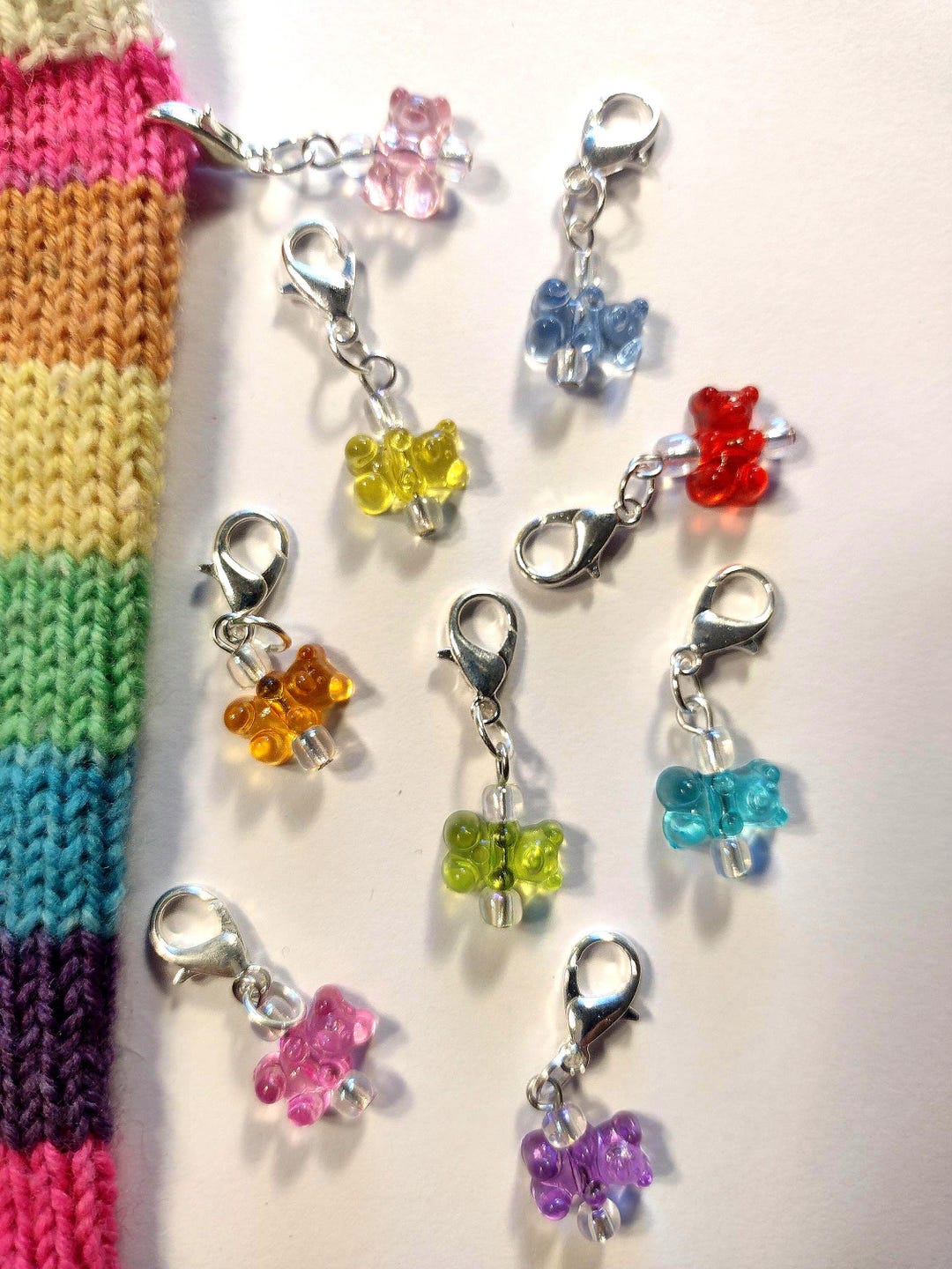 Beaded Rainbow Palette Gummy Bear Progress Keepers / Stitch Markers for ...