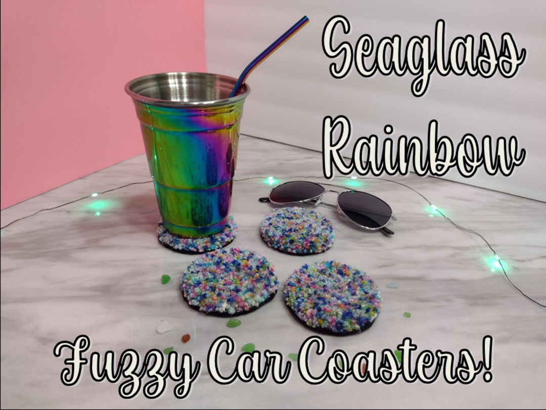 Fuzzy Seaglass Rainbow Car Coasters - Etsy