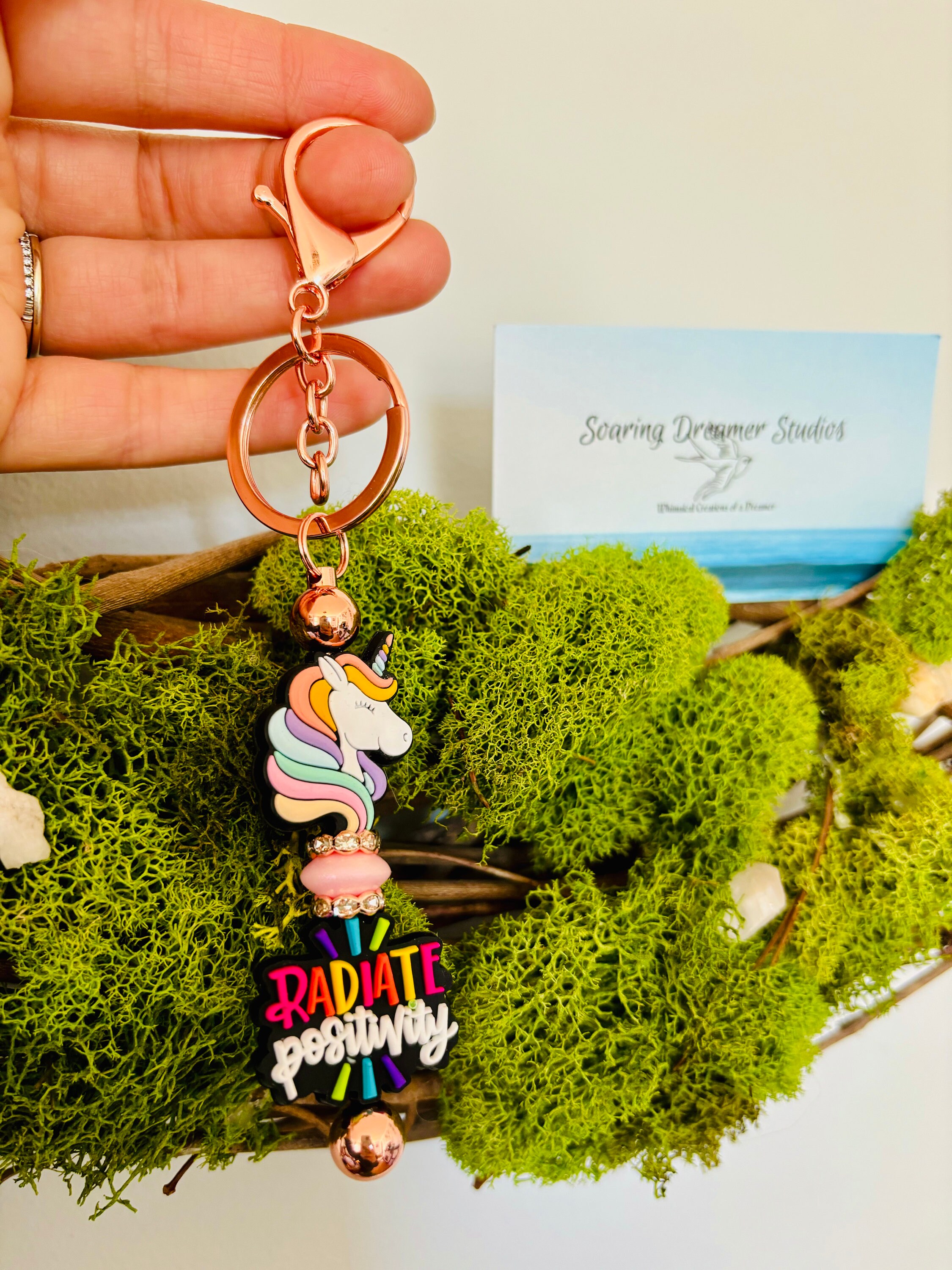 Bold and Vibrant Rainbow Unicorn Keychains With Positive Message, Good ...