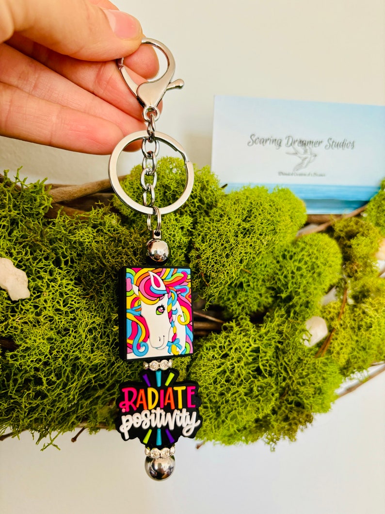 Bold and Vibrant Rainbow Unicorn Keychains With Positive Message, Good ...