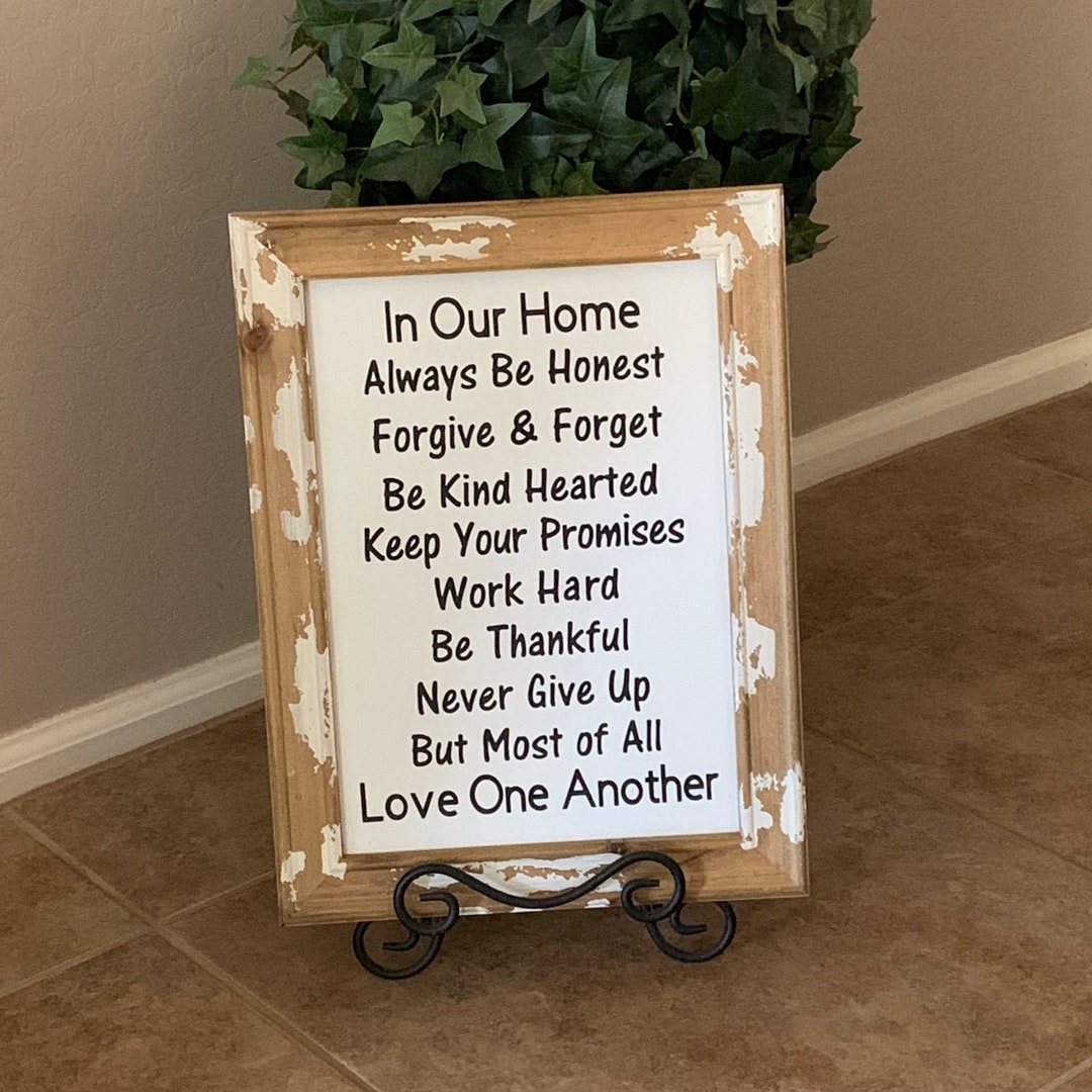 In Our Home Sign, Home Rules Sign, Home Decor, Farmhouse Decor, Signs ...