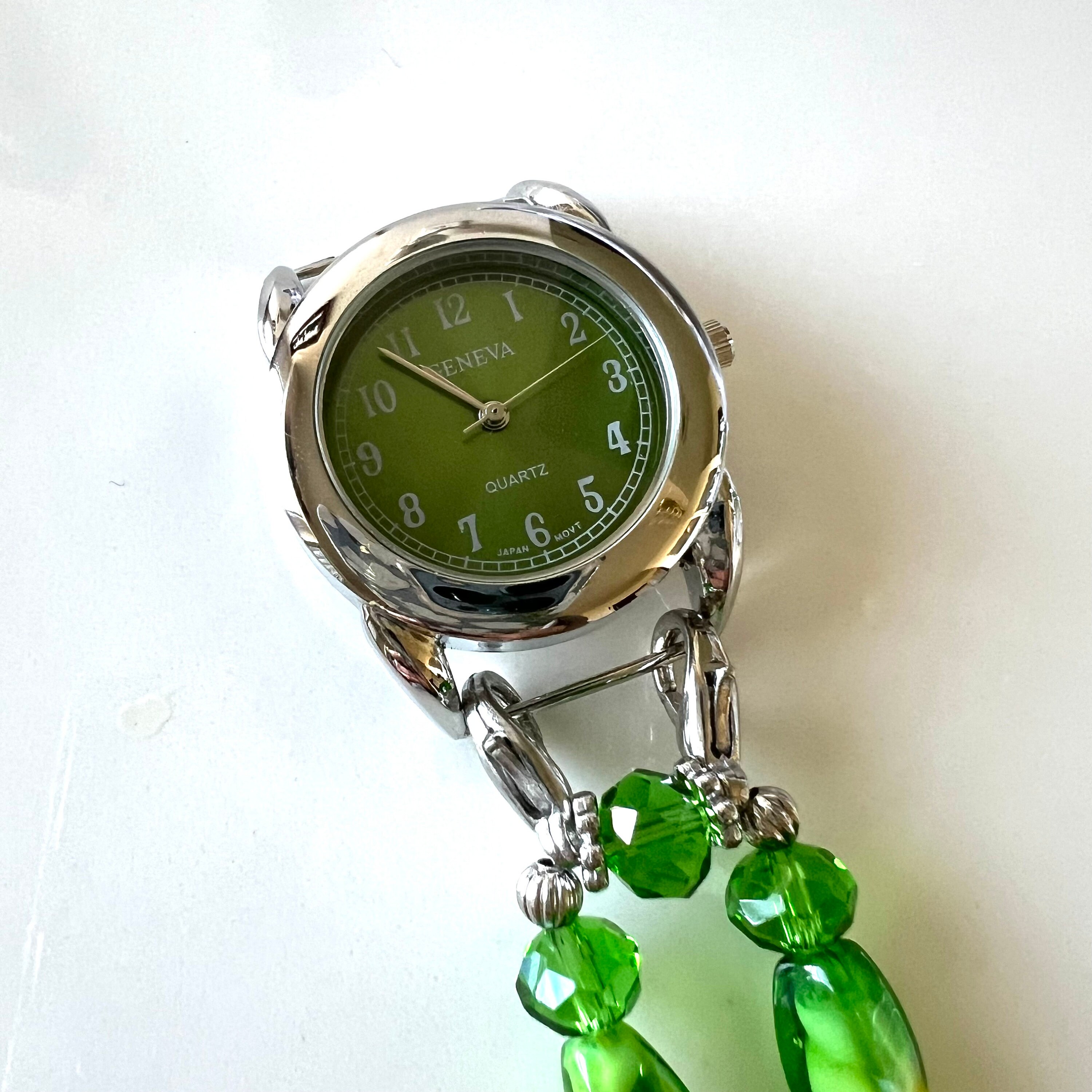 Green Peridot Watch, Green Watch, Womens Watch, Watch, Beaded Watch ...