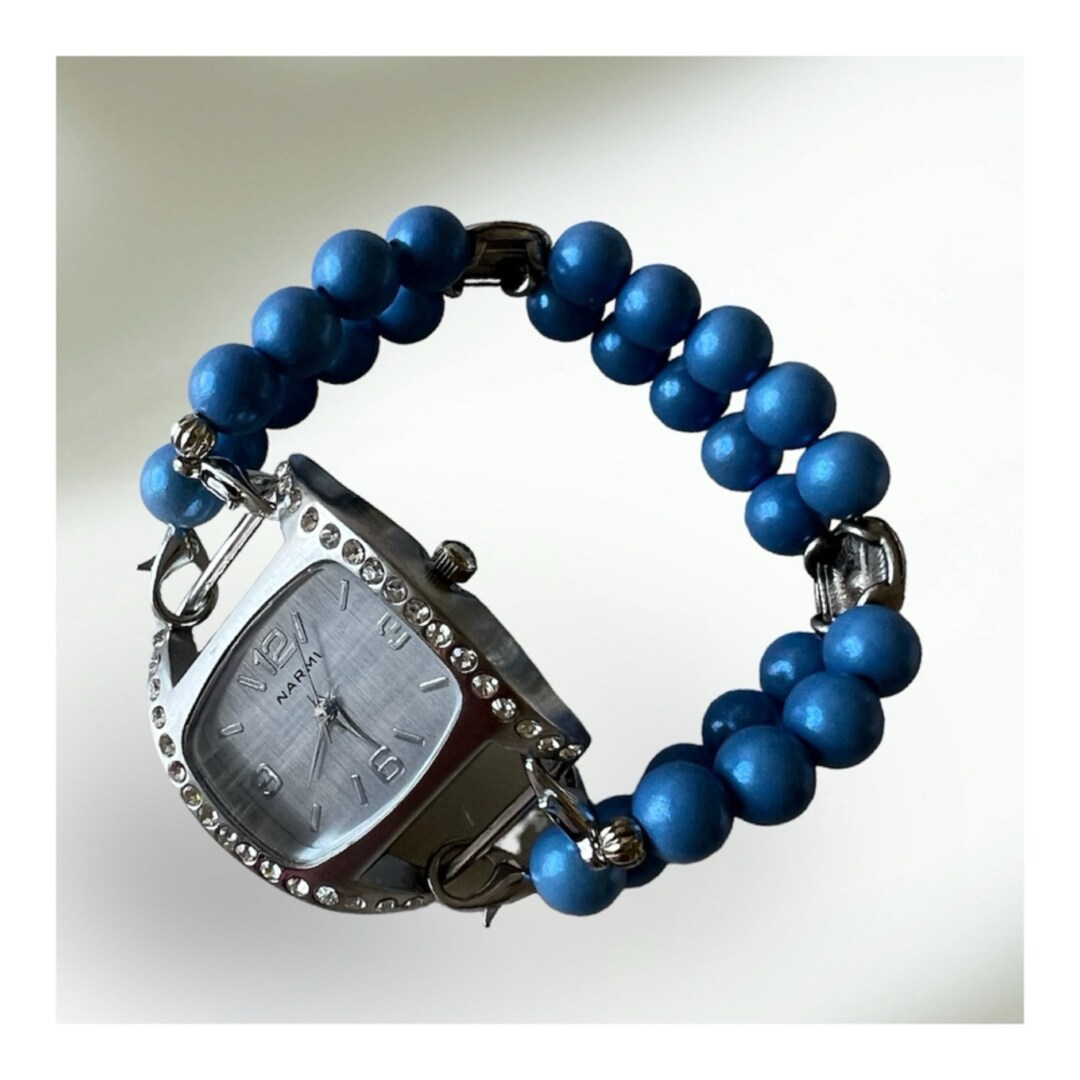 Sea Blue Beaded Watch/watch/blue Watch/womens Blue Watch/womens Watch ...