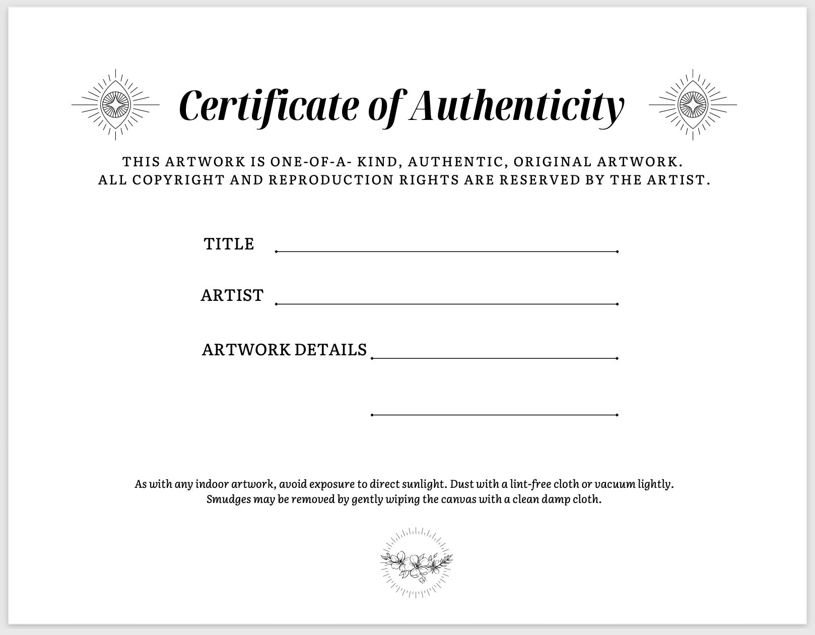 Free Printable Certificate Of Authenticity Templates
