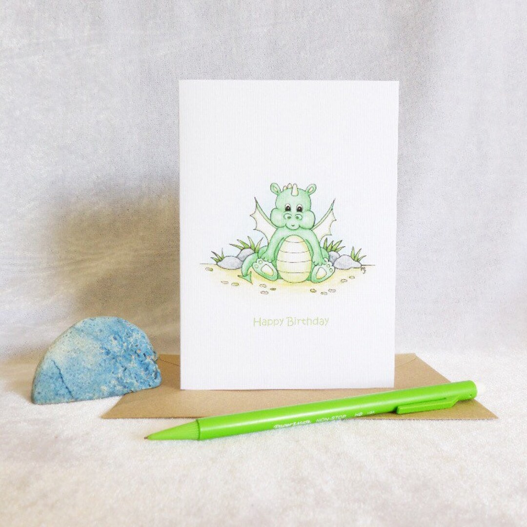 Birthday Card Baby Dragon Cute Baby Dragon Card - Etsy