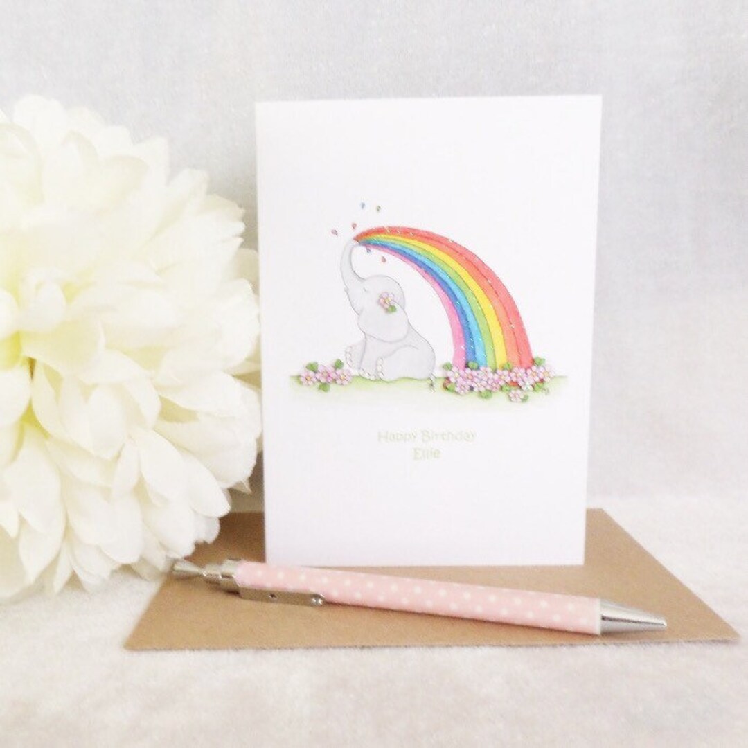 Rainbow 'ellie' Birthday Card - Etsy