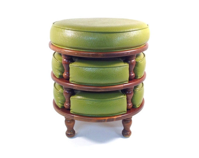 Vintage Stacking Footstools, Ottoman / Mid Century Decor / Avocado ...