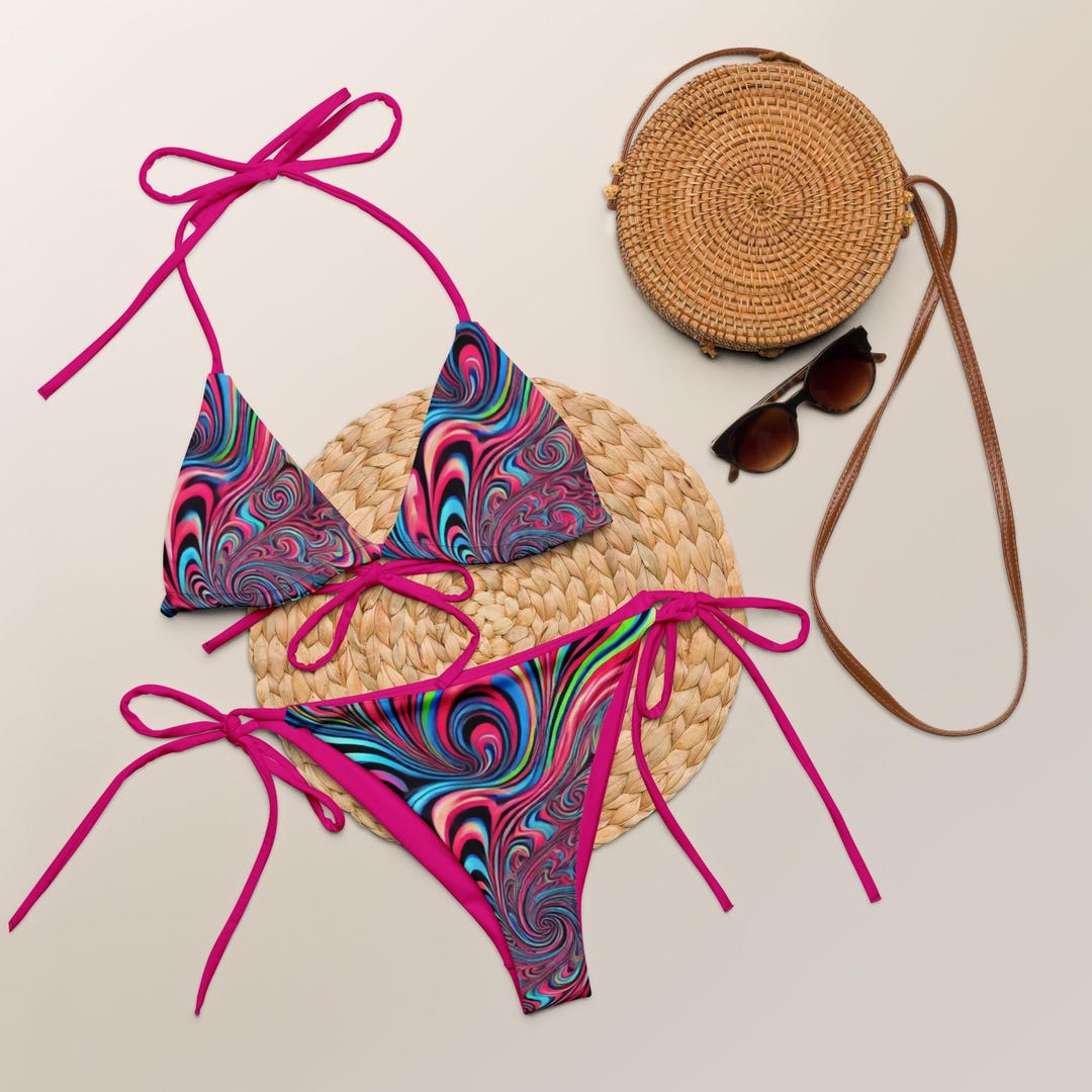 Rainbow Melt String Bikini Y2K Grunge Gothic Beachwear Poolside Edgy ...