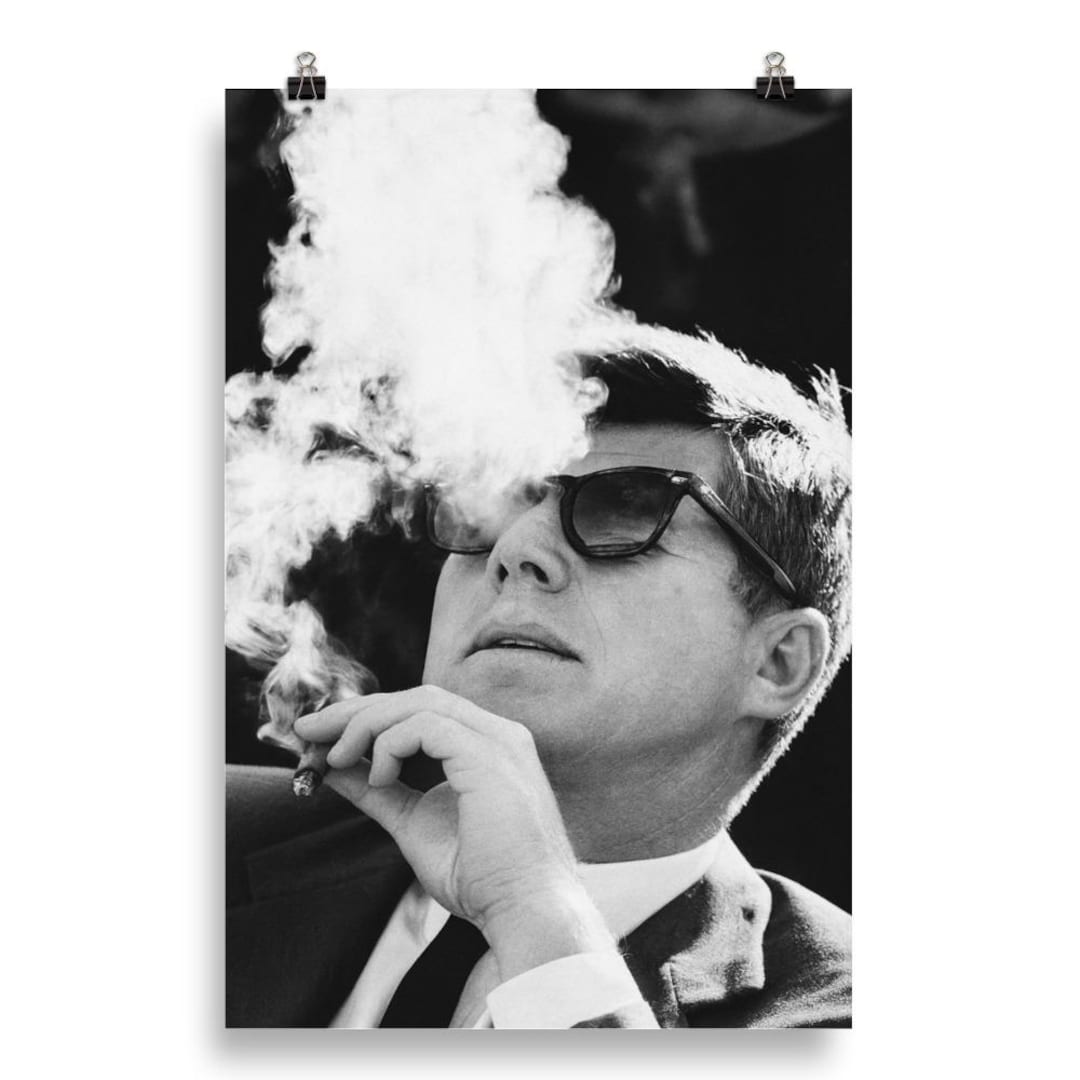 Kennedy Smoking Poster - Historic Portrait of JFK - JFK Cigar and ...