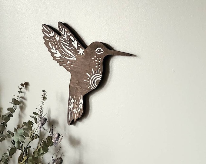 Hummingbird Wood Wall Art, Western Decor Wall Hanging, Woodland Nursery ...