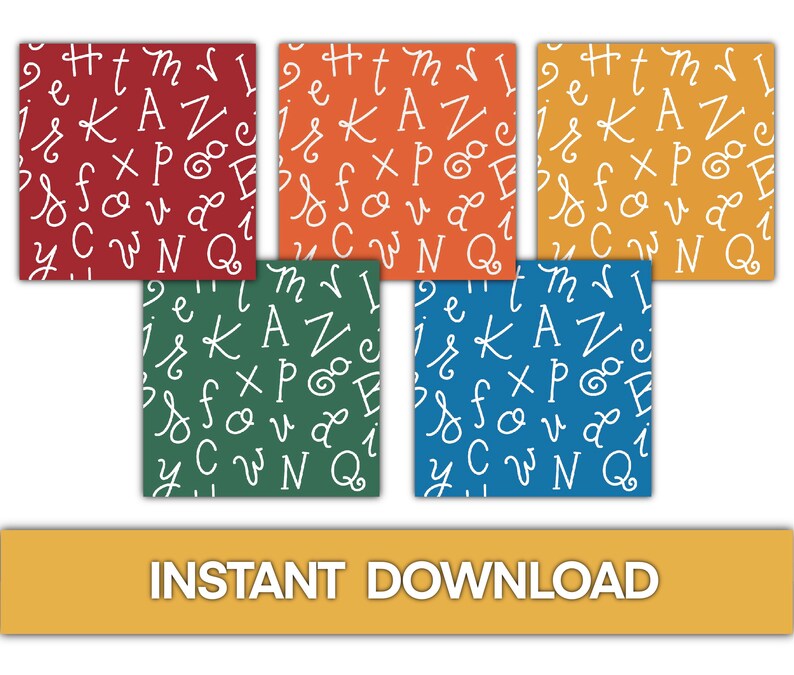 Alphabet Digital Paper Set - Printable 12x12 Scrapbook Pages - Digital ...