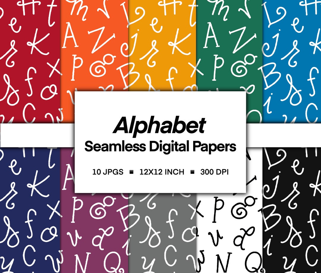 Alphabet Digital Paper Set - Printable 12x12 Scrapbook Pages - Digital ...