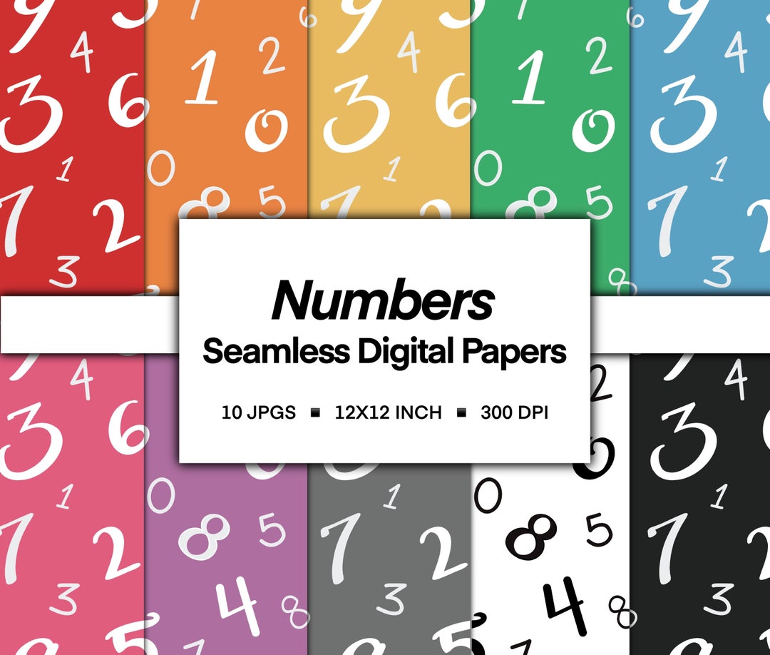 Numbers Digital Paper: 12x12 Scrapbook Patterns (digital Download) - Etsy
