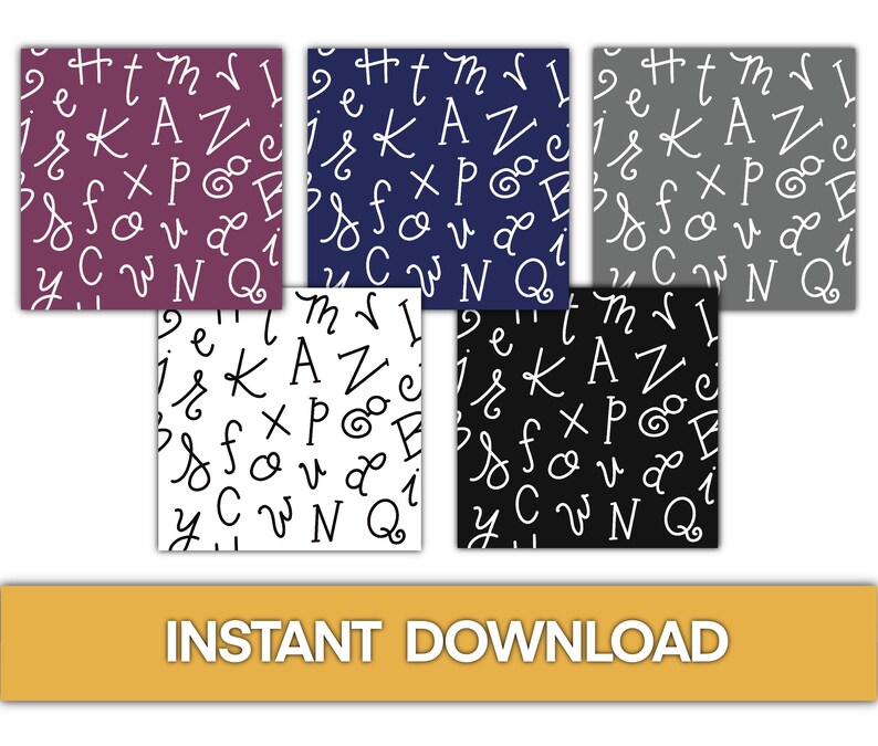 Alphabet Digital Paper Set - Printable 12x12 Scrapbook Pages - Digital ...