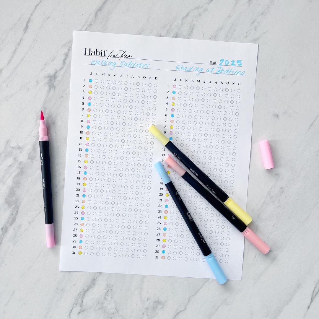 Habit Tracker / Two Habits / New Year Resolution / Habits / Stevie and ...