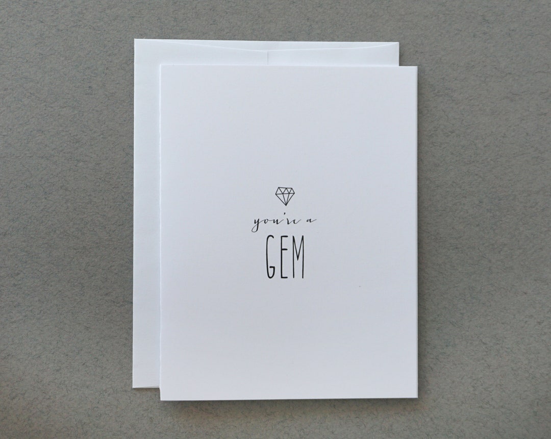You're a Gem / Greeting Card / Thank You Card / Friendship - Etsy