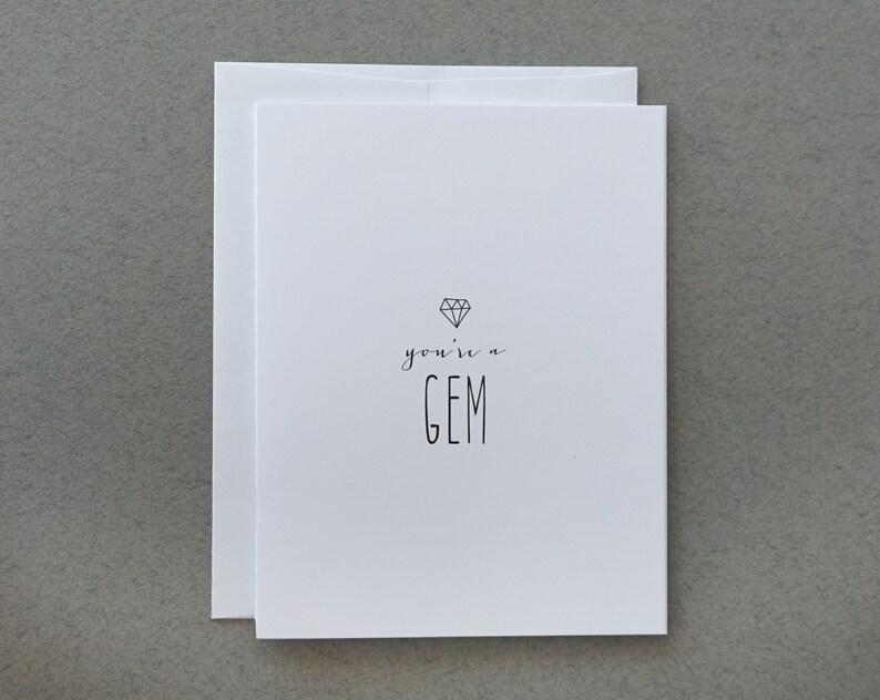 You're a Gem / Greeting Card / Thank You Card / Friendship | Etsy