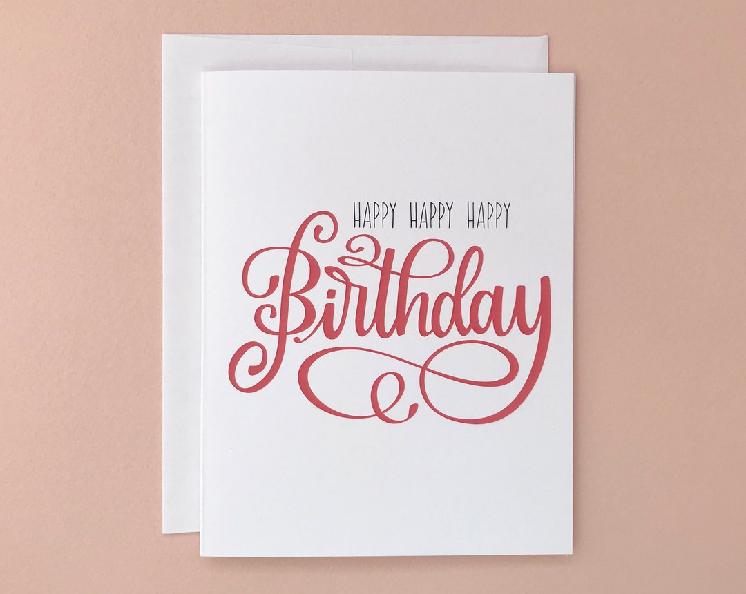 Happy Birthday / Birthday Card / Hand Lettering / Calligraphy / Pink ...