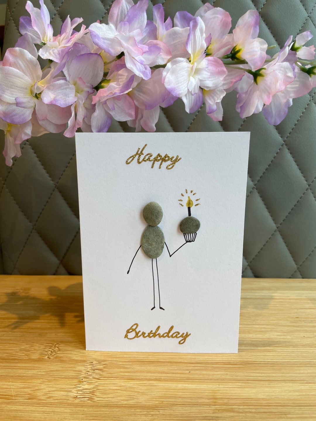 Pebble Birthday Card Happy Birthday Cupcake - Etsy