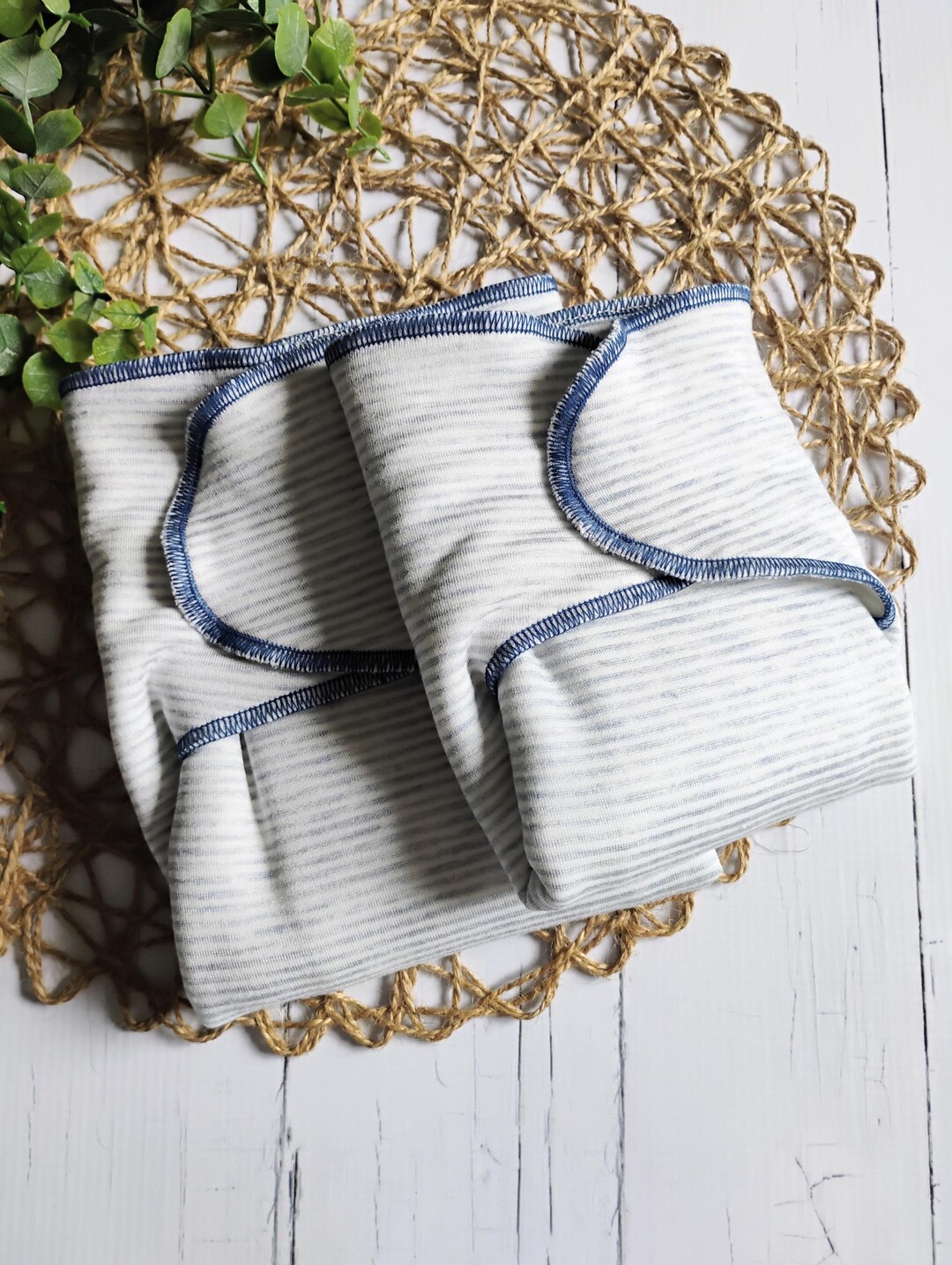 Denim Stripe Preflat Cloth Diaper, One Size or Newborn Prefold Diaper ...