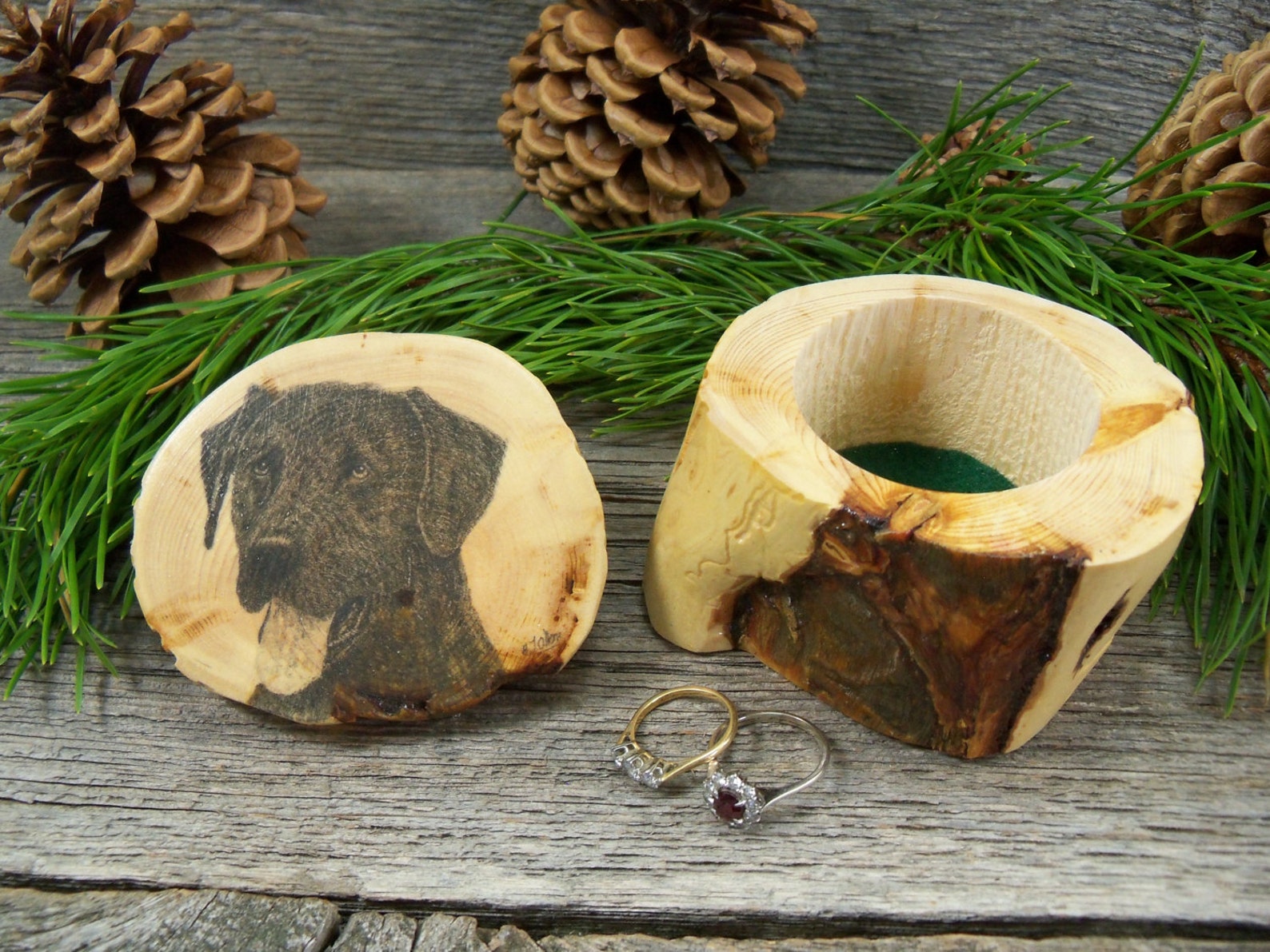 Rustic Jewelry Box Featuring a Black Labrador. Wooden Jewelry - Etsy