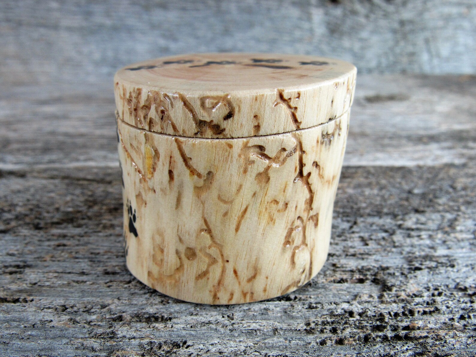 Rustic Ring Box With Wolf Tracks. Rustic Engagement Ring Box. Gift for ...