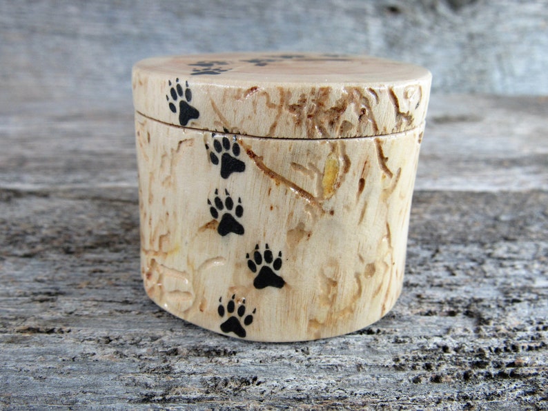 Rustic Ring Box With Wolf Tracks. Rustic Engagement Ring Box. Gift for ...