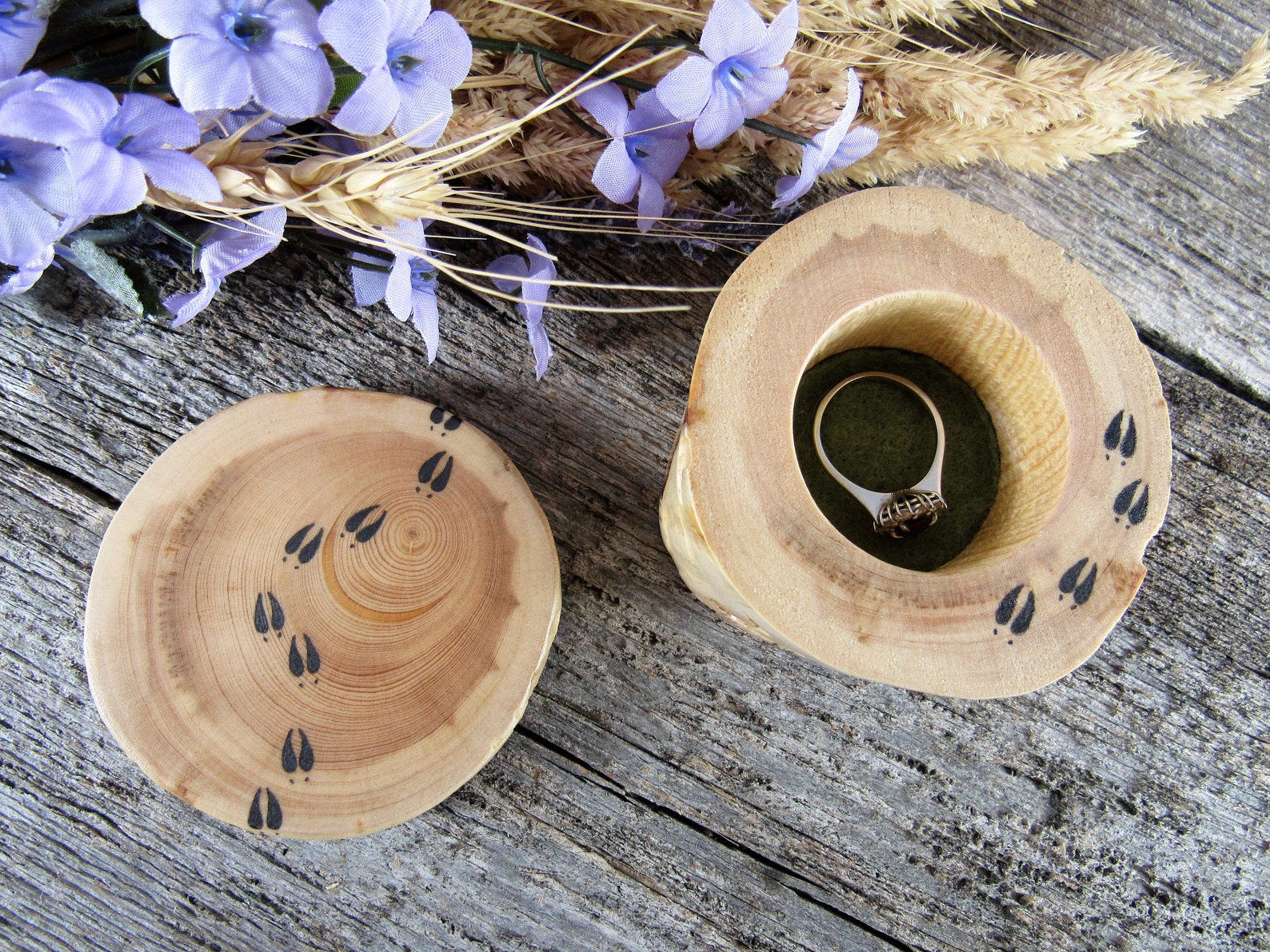 Rustic Ring Box With Moose Tracks. Engagement Ring Box. Wooden - Etsy