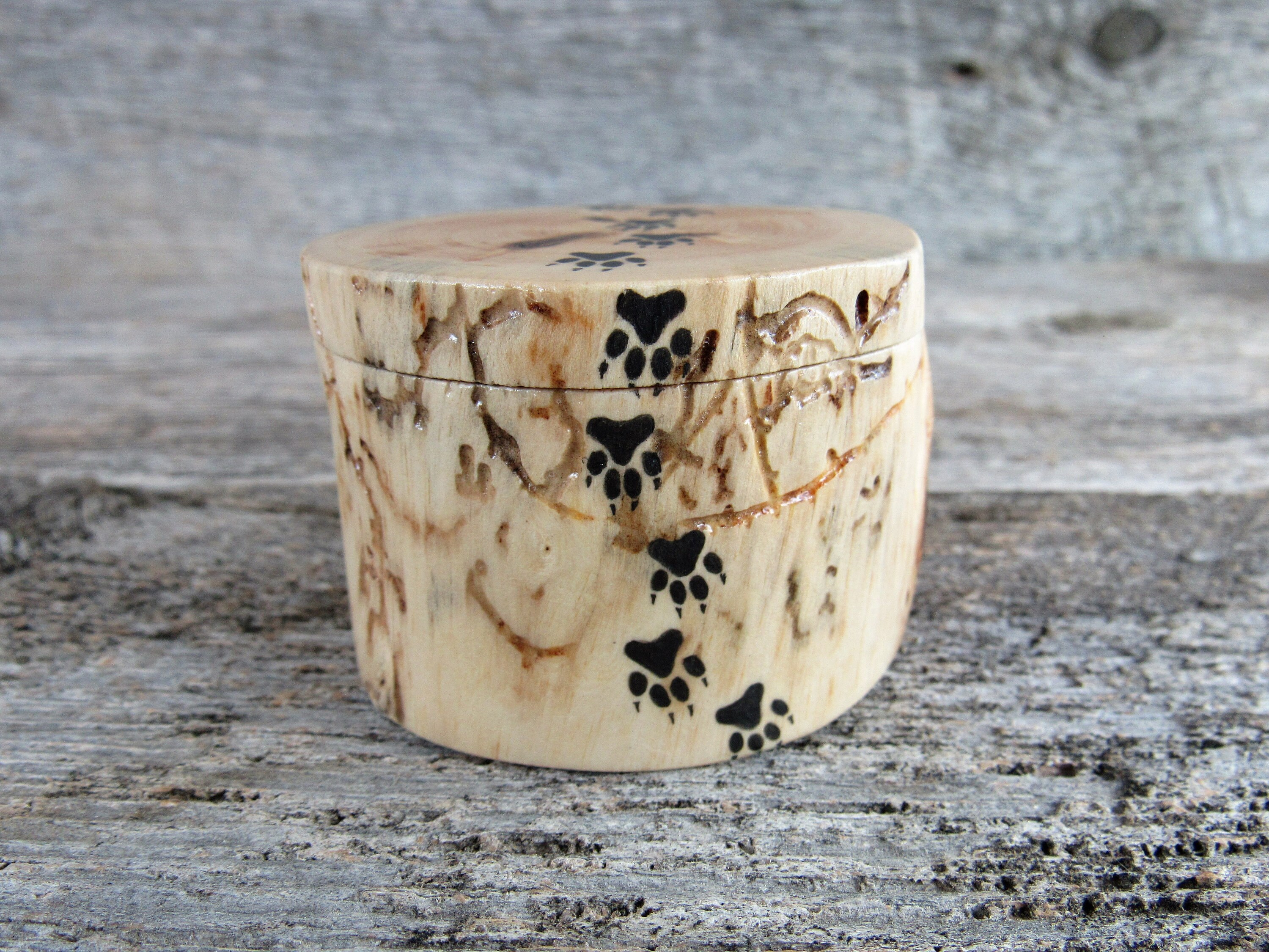 Rustic Ring Box With Wolf Tracks. Rustic Engagement Ring Box. Gift for ...