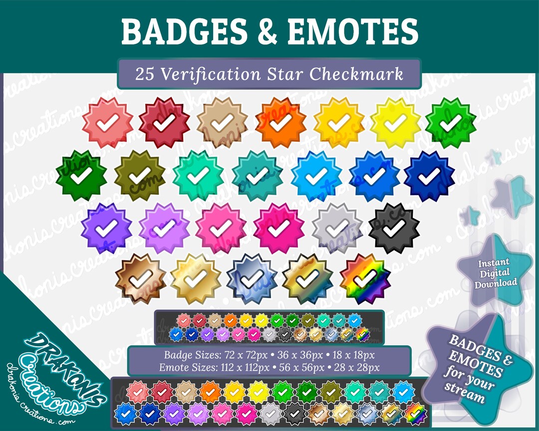 25 Verification Star Checkmark Sub / Bit Badges & Emotes - Twitch ...