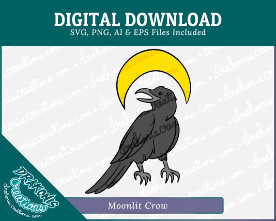 Moonlit Crow SVG PNG AI Digital Files - Etsy