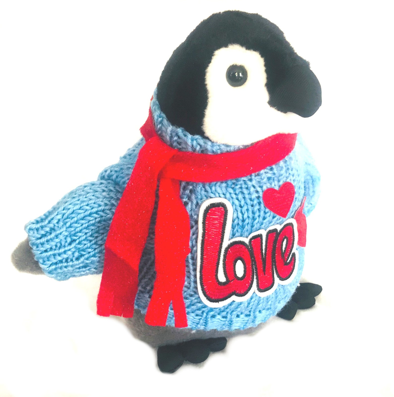 Penguin Love Plush Romantic Valentine's Day With Sweater - Etsy