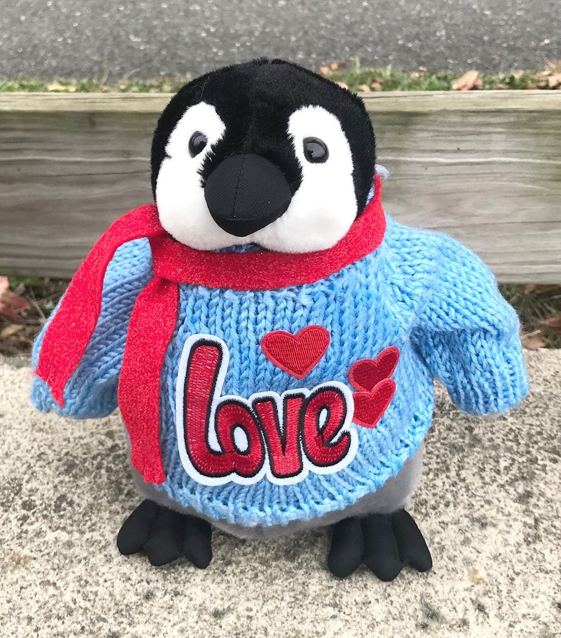 Penguin Love Plush Romantic Valentine's Day With Sweater - Etsy