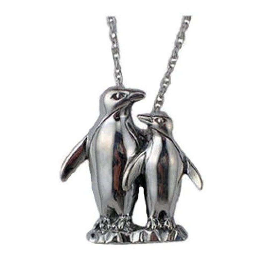 Penguin Couple Sterling Silver Pendant and Chain (1" Tall) - Etsy