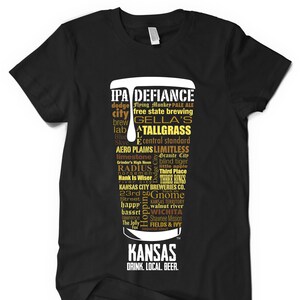 Kansas Breweries Craft Beer State T-shirt - Beer Typography Print T ...