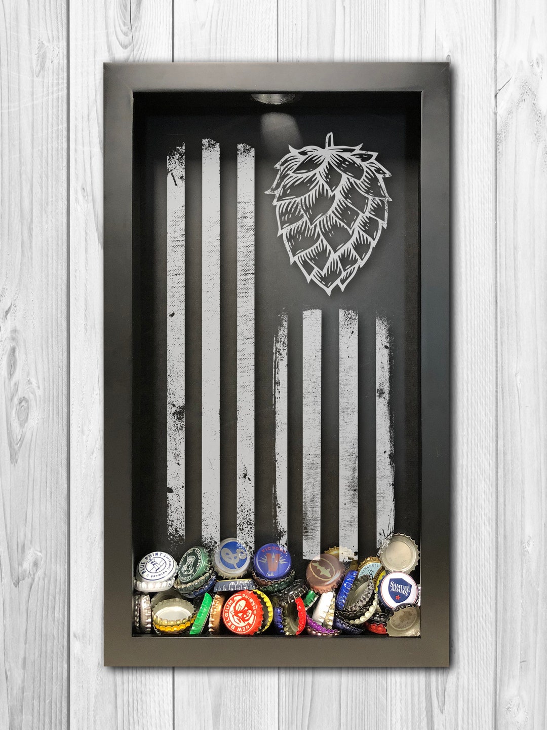 Bottle Cap Shadow Box Shadow Box Gifts Hop Flag Craft Beer - Etsy