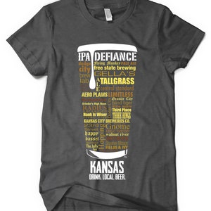 Kansas Breweries Craft Beer State T-shirt - Beer Typography Print T ...