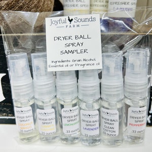 Sample Set of Wool Dryer Ball Sprays, Six Different Scents, Essential ...
