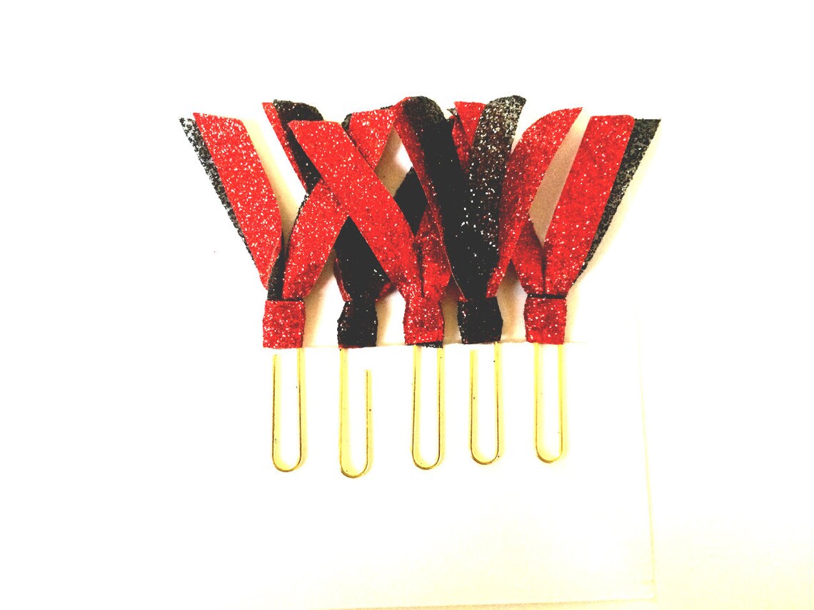 Paperclip Ribbon Bookmarks//halloween Ribbon Paperclip Bookmarks//red ...