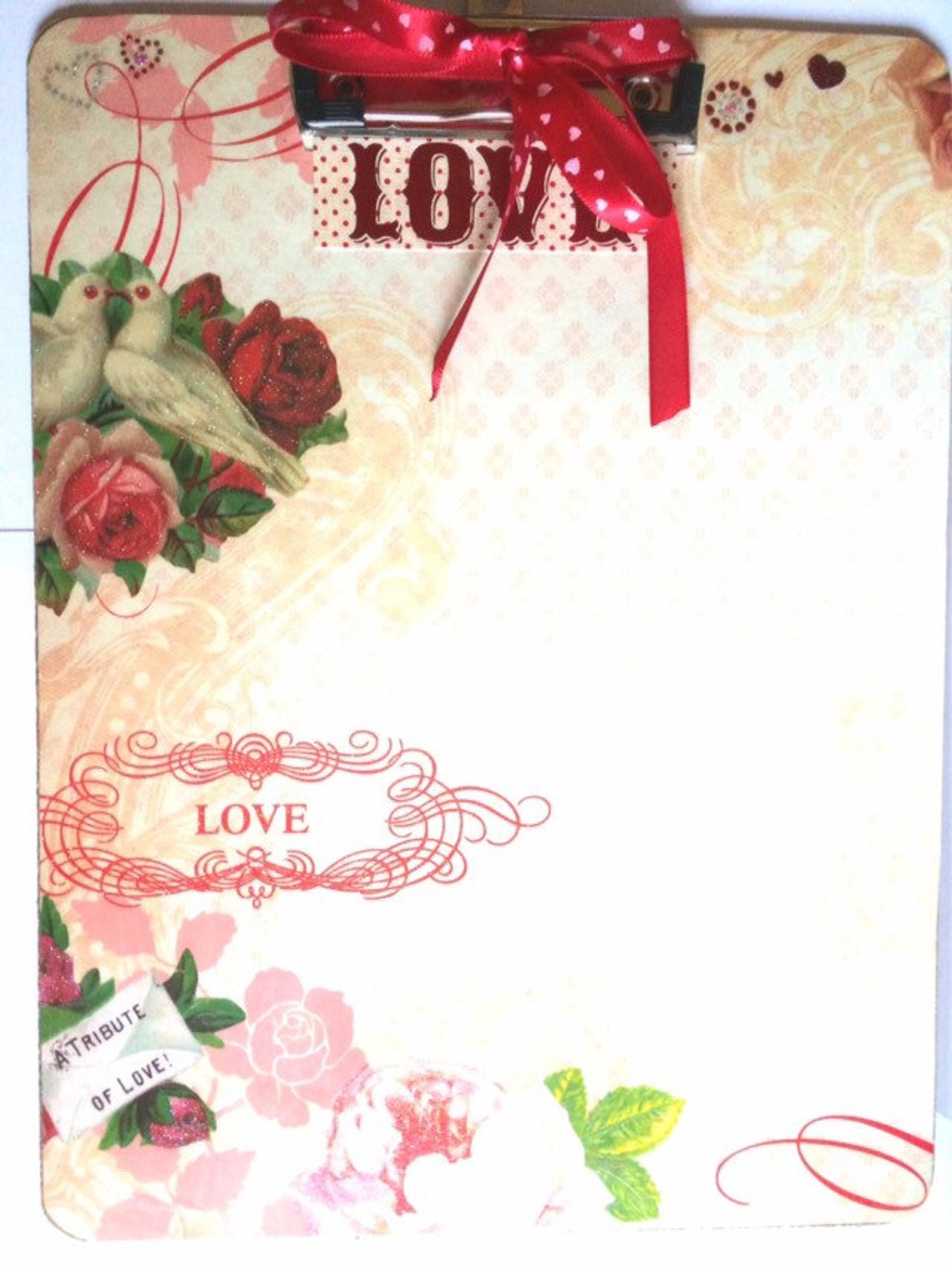 Valentine/love Decorative 9x12 Clipboard/"love and Roses"//unique Gifts ...