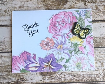 Thank You Card , Butterfly - Etsy
