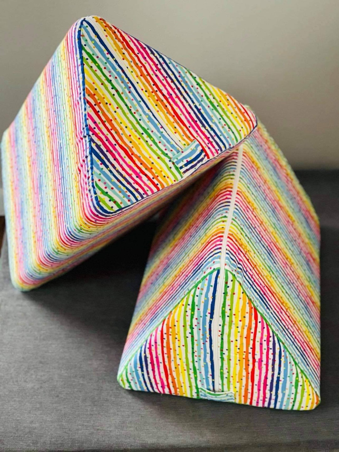 Triangle Pillow Covers, Colorful, Bright, Rainbow Stripes and Dots ...