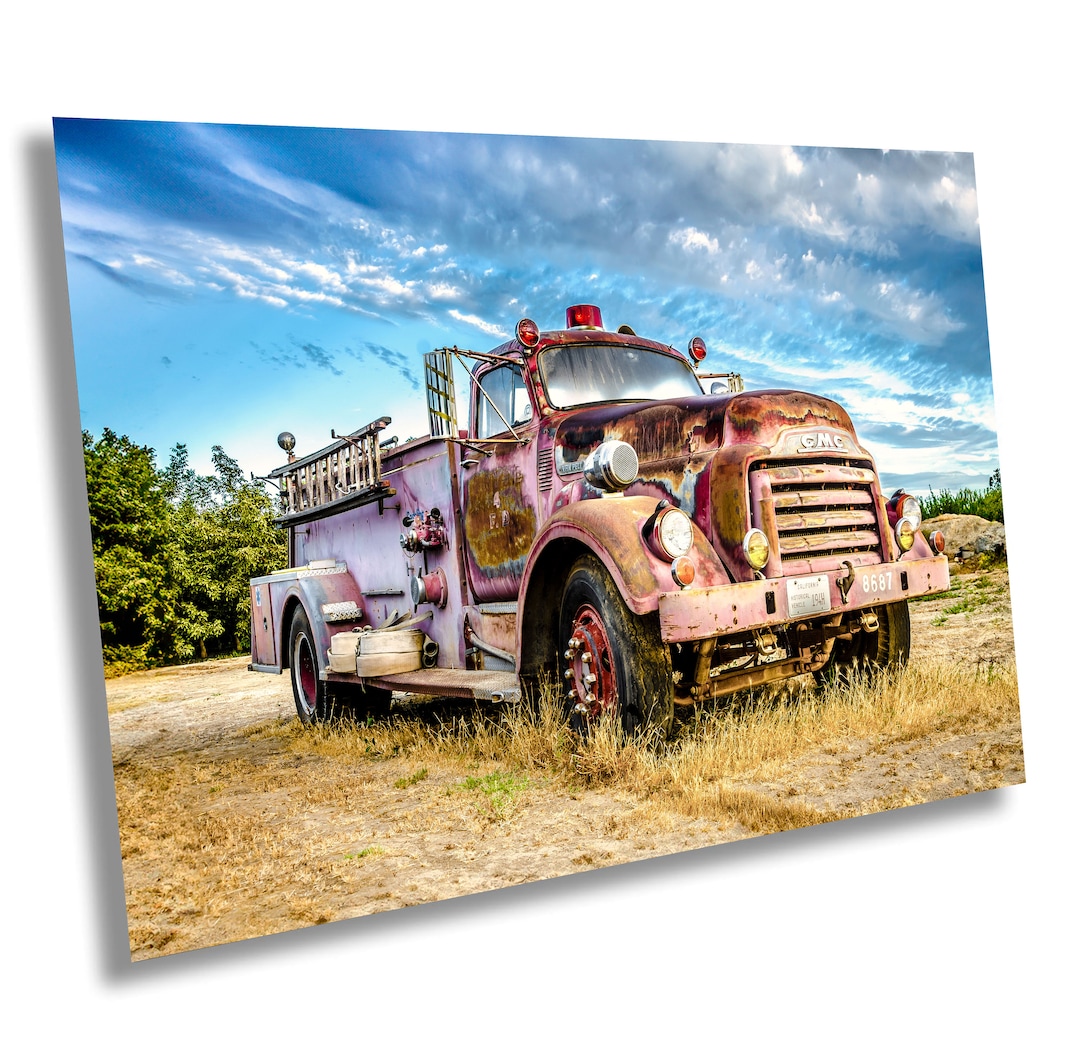 Vintage Fire Engine / Fire Truck Photo Print Canvas Acrylic Metal - Etsy