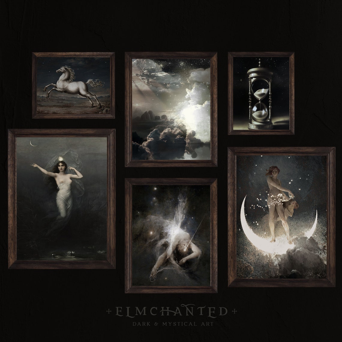 Set of 6 Whimsigoth Celestial Art Prints Night Sky Painting Printable ...