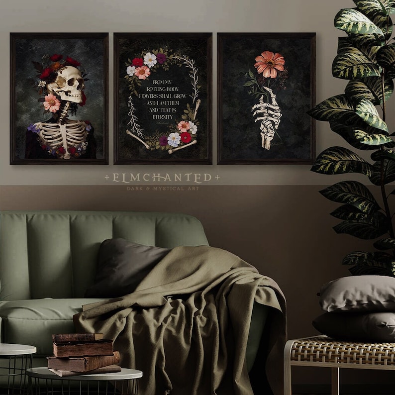 Gothic Cottagecore Gallery Wall Set of 3 Prints, Wildflower Wall Art ...